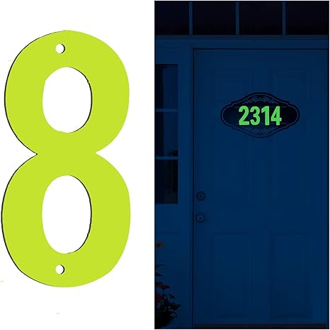 Happlee Glow in The Dark House Numbers 8, Fluorescent Metal Modern ...