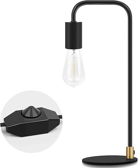 TechSense Industrial Table Lamp, Dimmable Edison Bulb Desk Lamp, Modern ...