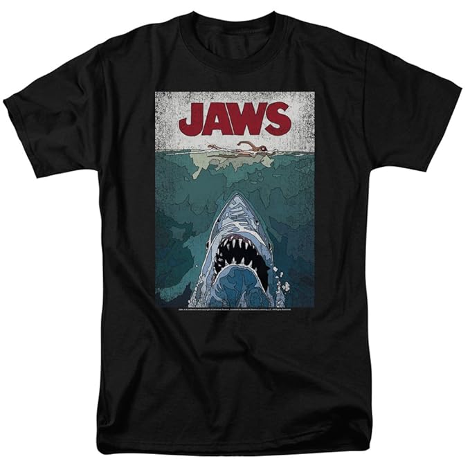 Amazon.com: JAWS Mens Lined Poster T-Shirt: Clothing