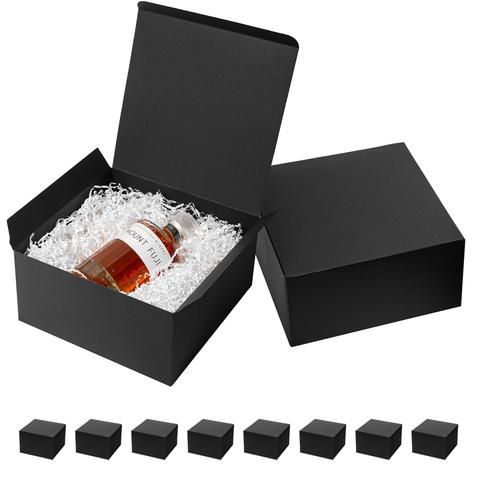 Mcfleet Black Gift Boxes with Lids 10x10x5 Inches 10 Pack Groomsmen ...