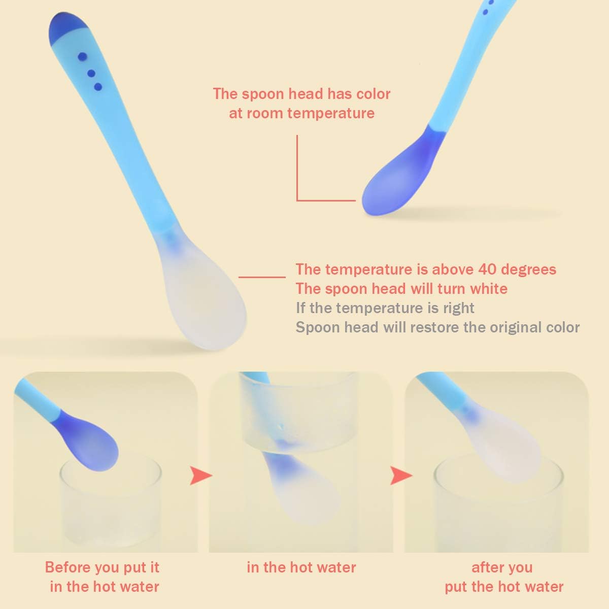 Baby Temperature Sensitive Soup Fork Spoon, Temperature Sensitive Heat ...