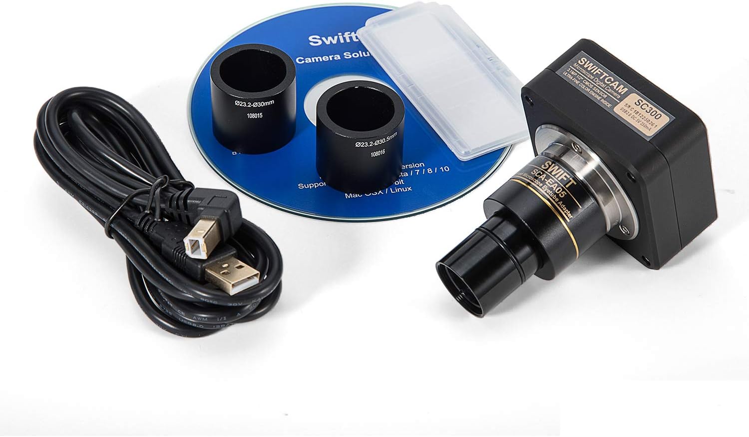 SWIFT Swiftcam - Microscopio da 5 megapixel, con obiettivo di riduzione e kit di calibrazione ...