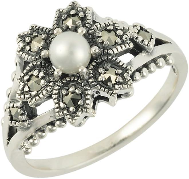 Esse Marcasite Sterling Silver Chinese Freshwater Pearl and Marcasite ...