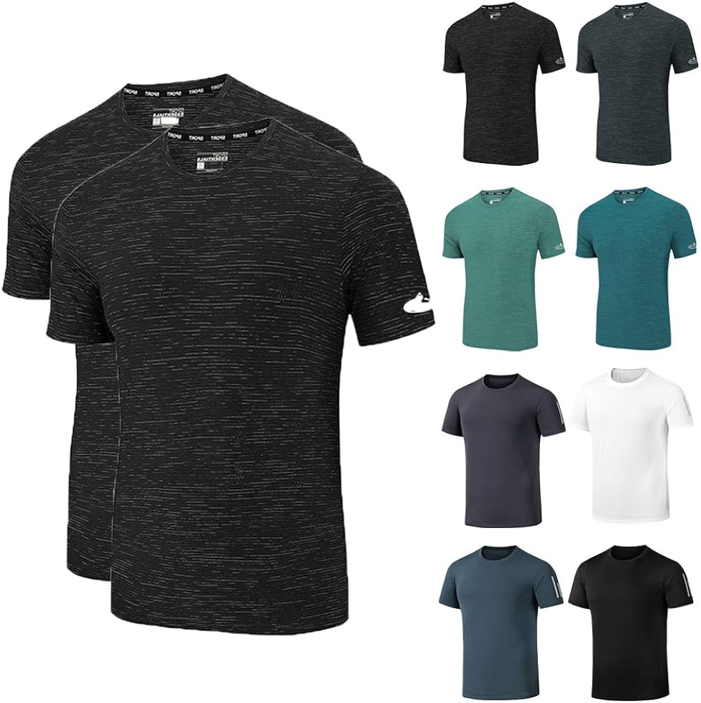 Men’s Quick Dry T-Shirt 2 Pack, Sport Breathable Short Sleeve Cool ...