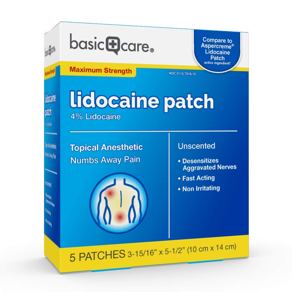 Amazon Basic Care Lidocaine Patch, 4% Lidocaine, Topical Anesthetic ...