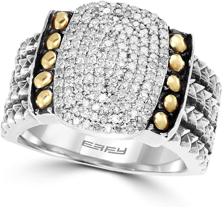 Amazon.com: EFFY 925 STERLING SILVER/18K YELLOW GOLD DIAMOND RING: Jewelry