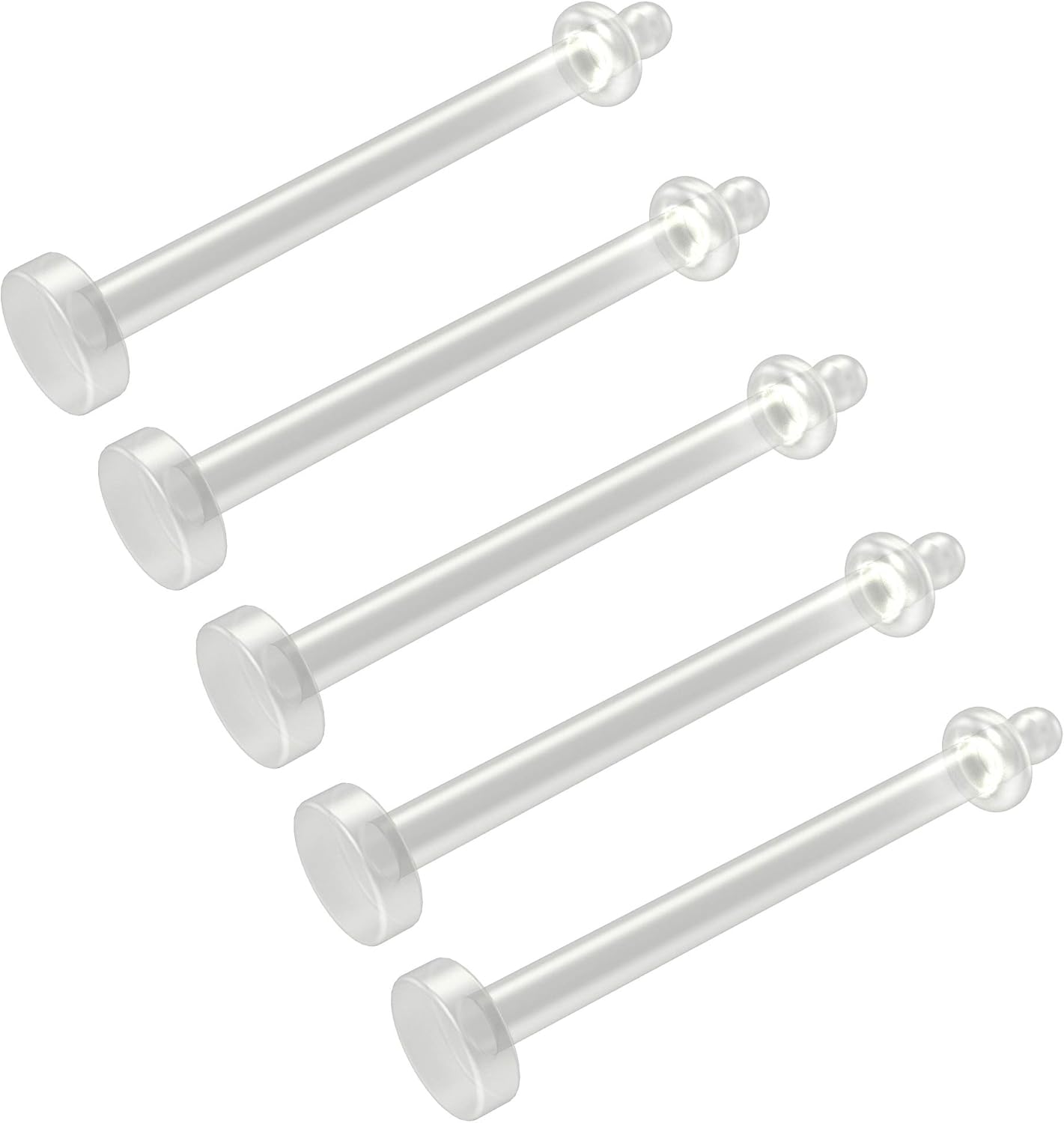 5pc 14g 1.6mm Tongue Bar Retainer Keeper Ring Flexible Bioflex Clear ...