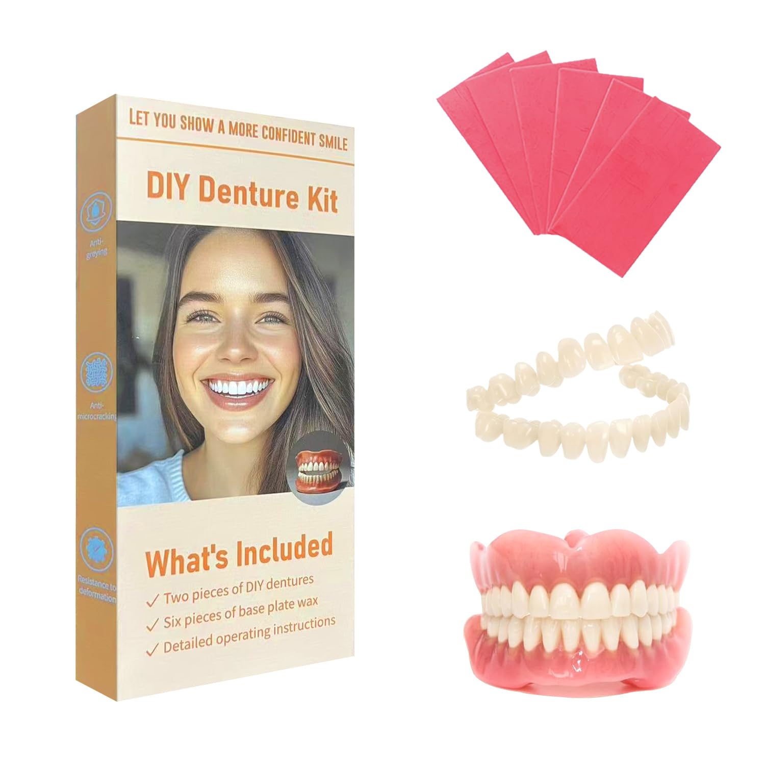 Denture Do it Yourself Full Set of Top and Bottom Fake Teeth to Create ...