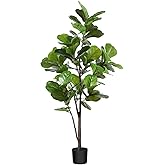Amazon.com: Yepdin Faux Fiddle Leaf Fig Tree 6 FT - Artificial Ficus Tree with Tall Artificial ...