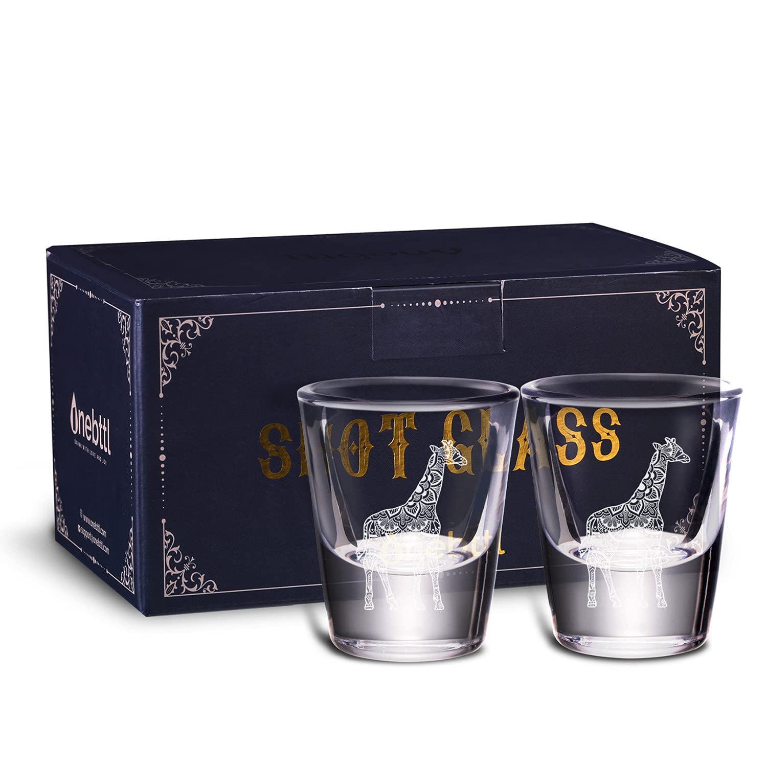 Onebttl Animal Themds Shot Glass Set of 2, 1.5oz Shot Glasses Set for ...