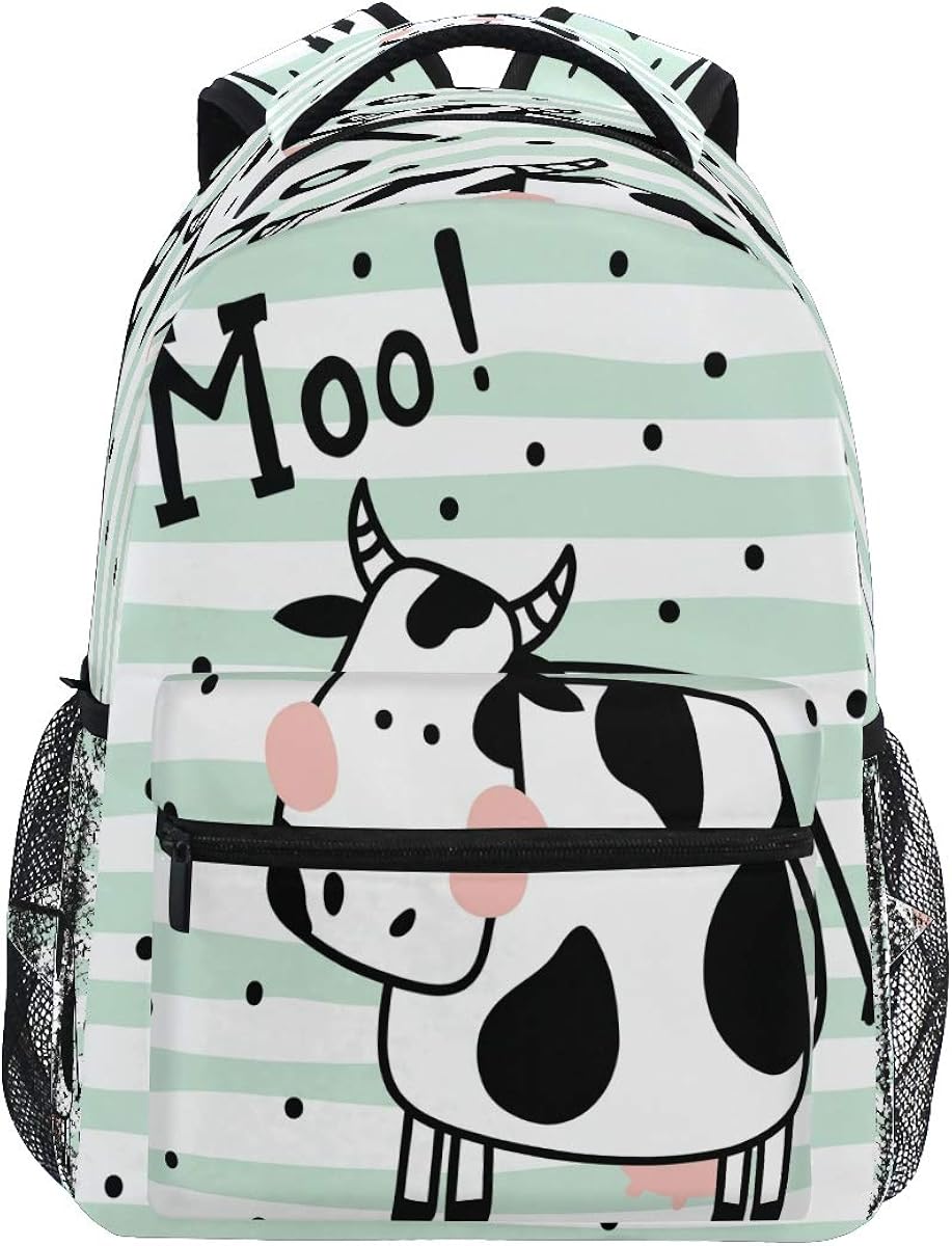 KEEPREAL Cute Striped Cow Backpack for School, Water Resistant Laptop ...