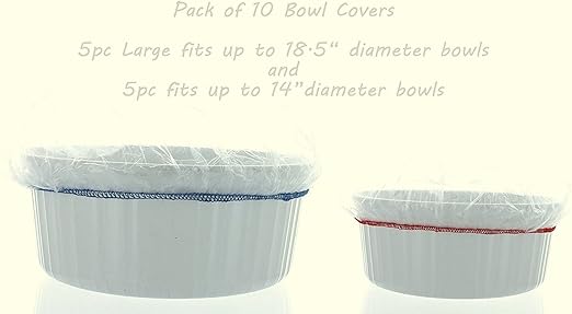 Pack of 10 Reusable Elastic Bowl Covers Clear Plastic Large Medium Food ...