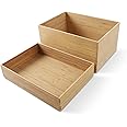 Amazon.com - 2-Piece Large Bamboo Storage Box Set, 7.1 in High ...