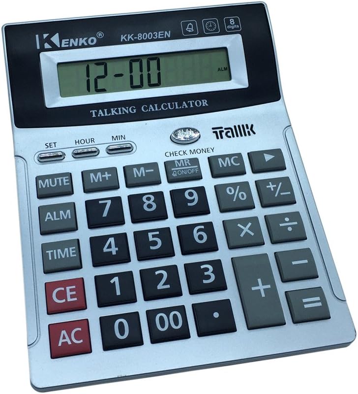 8 Digit English Talking Calculator with Alarm , Time Show, Check Money ...