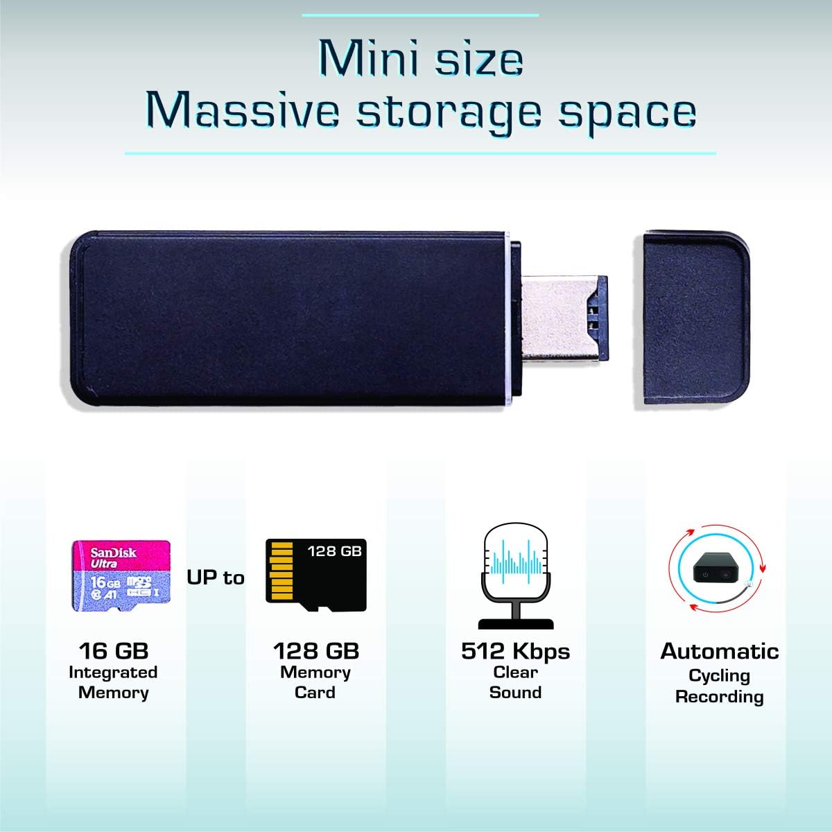 16GB USB Mini Voice Recorder and Video Camera with Motion Detection ...
