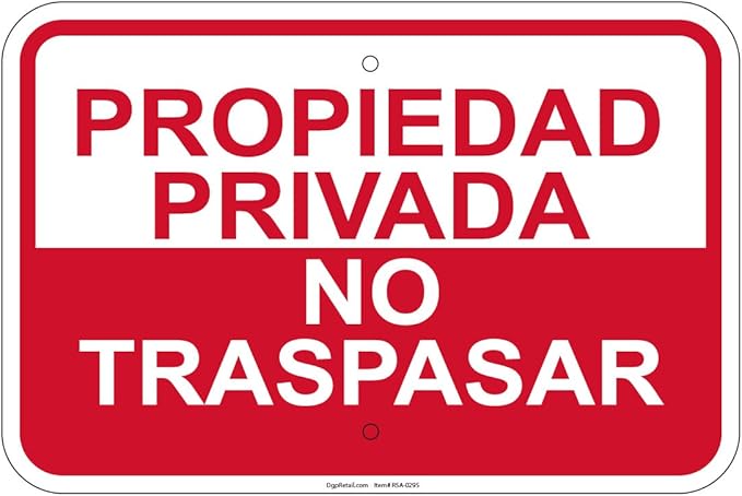 Amazon.com: Propiedad Privada No Traspasar Sign 8"x12" Aluminum Signs ...