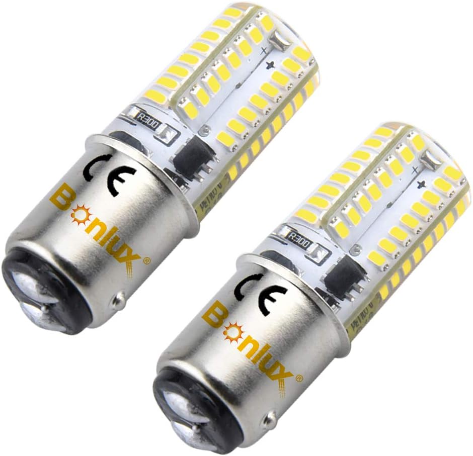 Bonlux 2-Pack Ba15d LED Bulb DC 12V Warm White 3000K Double Contact ...