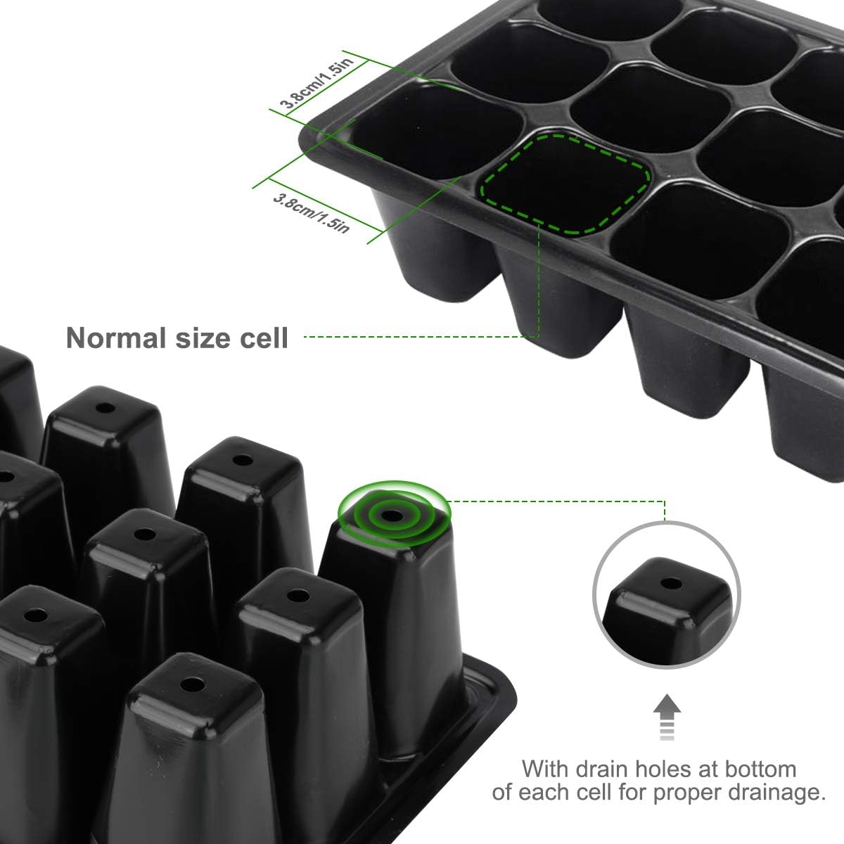 Welltop 12 Pack Seed Trays Kit 144 Cells Propagator Germination Tray ...