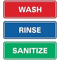 Amazon.com : Standard WASH RINSE SANITIZE Sign (3-Pack) - Red, Blue ...