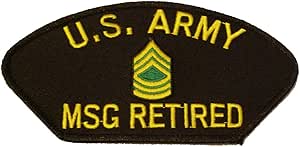 Amazon.com : U S ARMY MSG RETIRED with RANK INSIGNIA PATCH - Yellow and ...