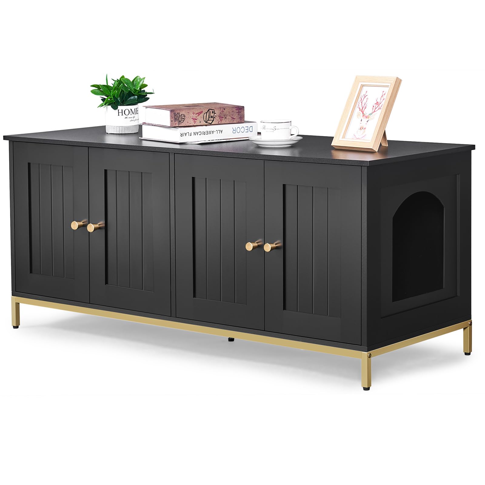 Homhedy Cat ter Box Enclosure for 2 Cats, Cat Washroom Furniture with ...