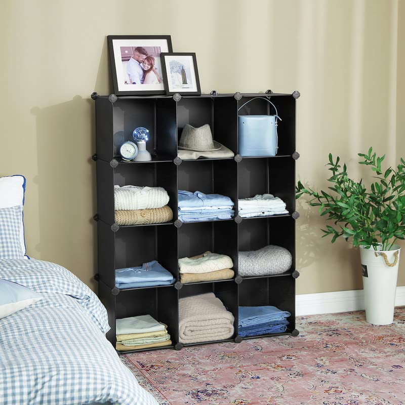SONGMICS Cube Storage Organizer, Set Of 12 Plastic Cubes, Book Shelf ...