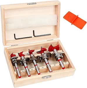 Forstner Bit Set, UHAPEER 5-Piece Carbide Forstner Drill Bits for ...