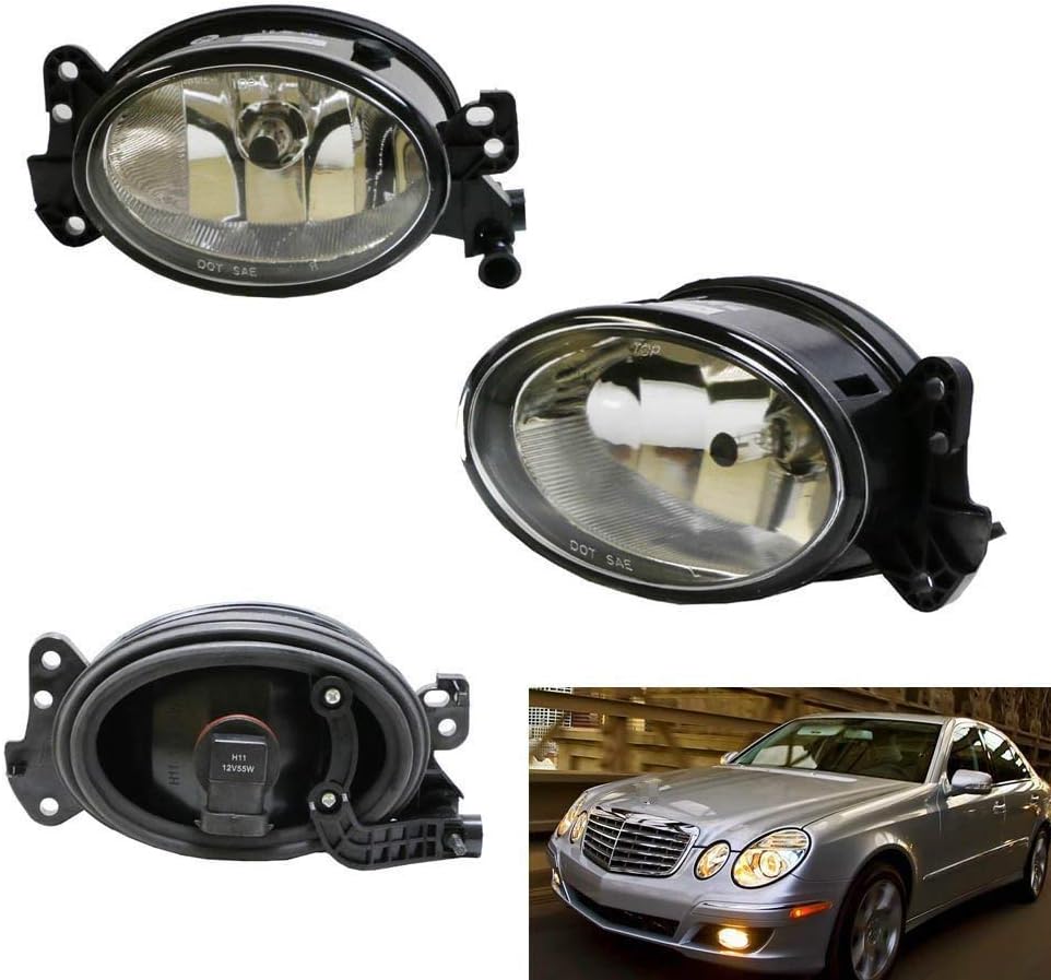 iJDMTOY One Pair Driver Passenger Sides Fog Light Lamps w/H11 Halogen ...