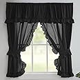 Amazon.com: Stoneberry Ruffled Window Curtain Set Polyester Black ...