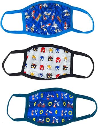 Amazon.com: Youth Sonic The Hedgehog Reusable Face Masks (3-Pack ...