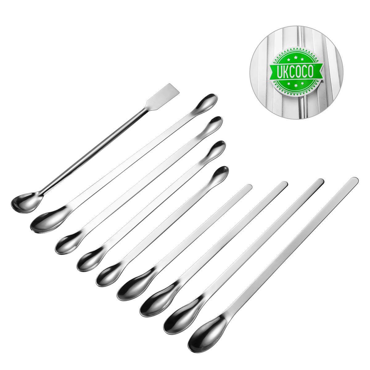 UKCOCO 9 in 1 Stainless Steel Sampling Spoons Laboratory Scoops Lab ...