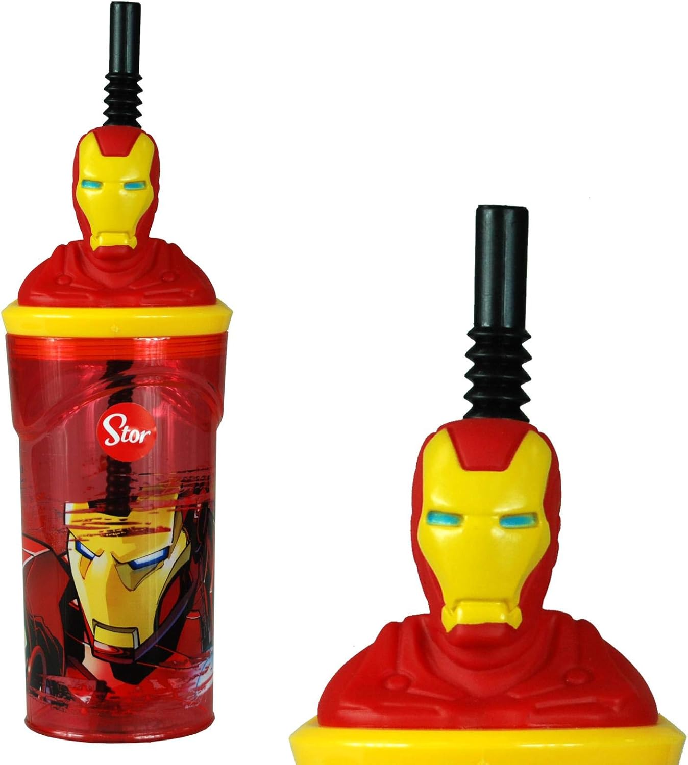 Iron Man 3D Figurine Plastic Tumbler Beaker with Flexi Straw – 360ml ...