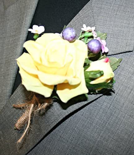 Amazon.com: Wedding Boutonniere, Yellow Color Flowers, Wedding ...