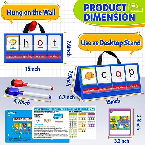 CVC Word Building Pocket Chart, EsiPlay Sight Words Flash Cards ...