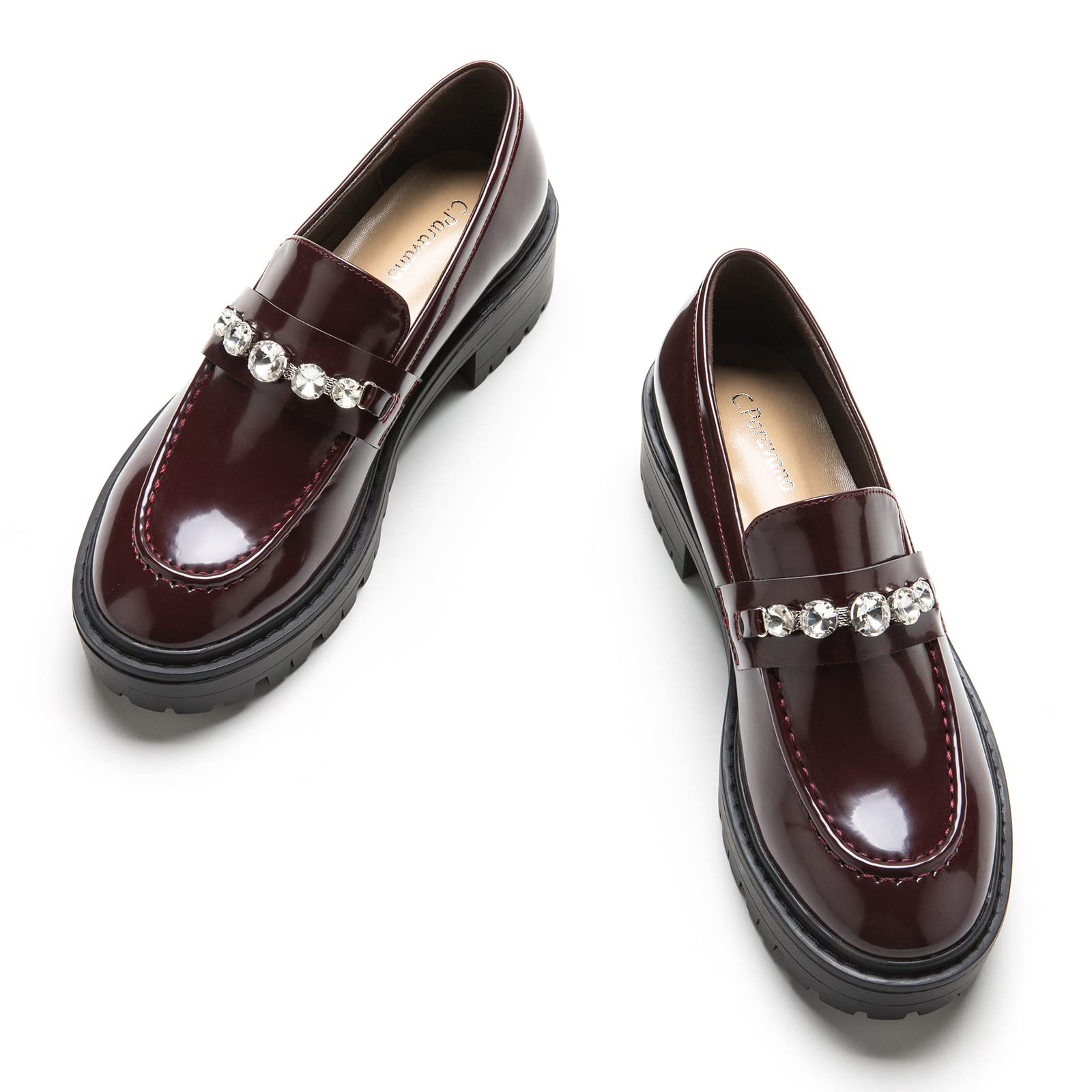 C.Paravano Chunky Loafers for Women Slip on Penny Loafers Business ...