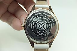 COMTEX Ladies Watches Rose Gold Tone with White Leather Strap Fashion ...