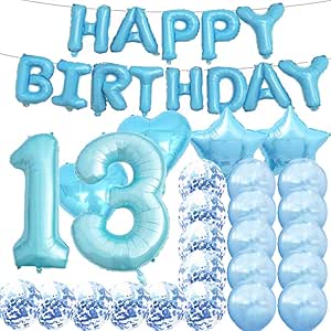 Amazon.com: Sweet 13th Birthday Decorations Party Supplies,Blue Number ...