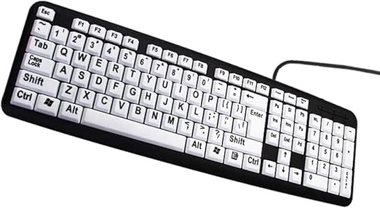 USB Wired Keyboard,Large Print Letter Computer Keypad High Contrast ...