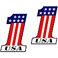Amazon.com: USA Number # 1 American Flag Sticker Racing Bumper Sticker ...