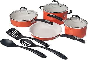Amazon.com: Cuisinart Ceramic Non-Stick Cookware, Orange (Set of 10 ...