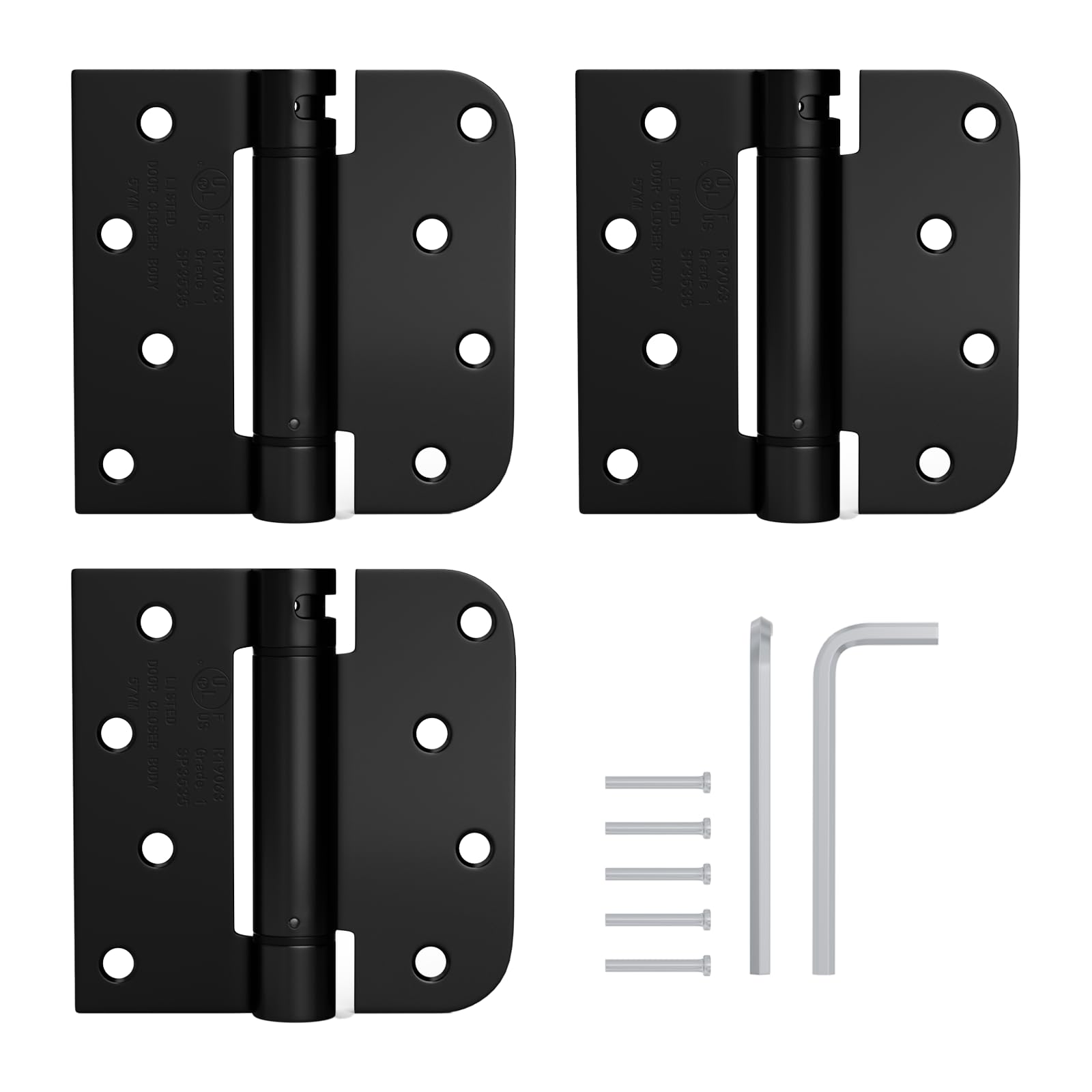 Haidms 3Pack Black Door Hinges 4 Inch Self Closing Spring Door Hinges ...