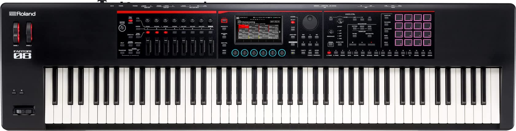 Roland Fantom 8 Synthesizer Keyboard Bundle With Sustain Pedal