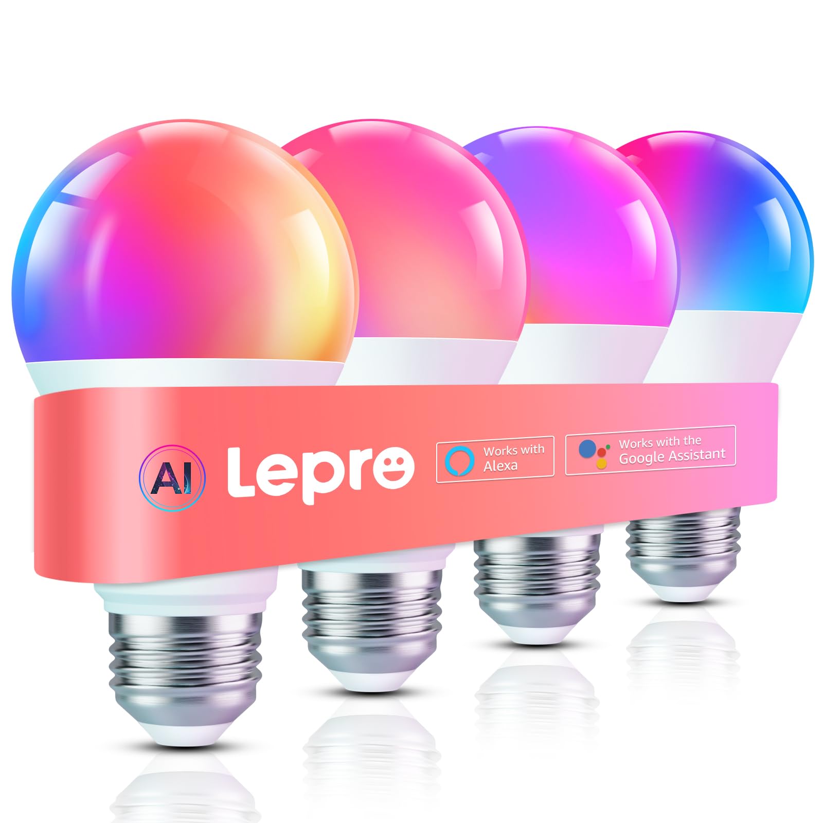 Lepro B1 AI Smart Light Bulbs - WiFi & Bluetooth RGBWW Color Changing ...