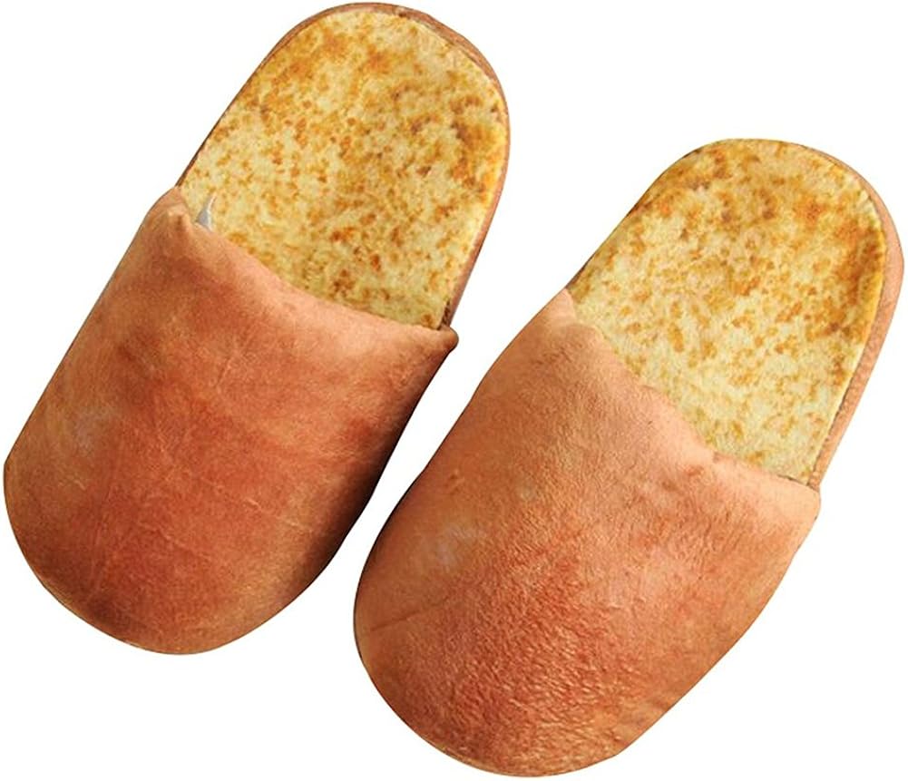 HEMAY Unisex Toast Bread Funny Slippers Plush Memory Foam Indoor ...