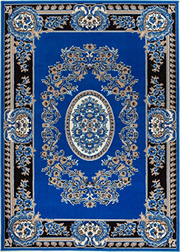 NEW CHATEAU #4 ROYAL BLUE ELECTRIC BLUE ORIENTAL PERSIAN STYLE AREA RUG ...