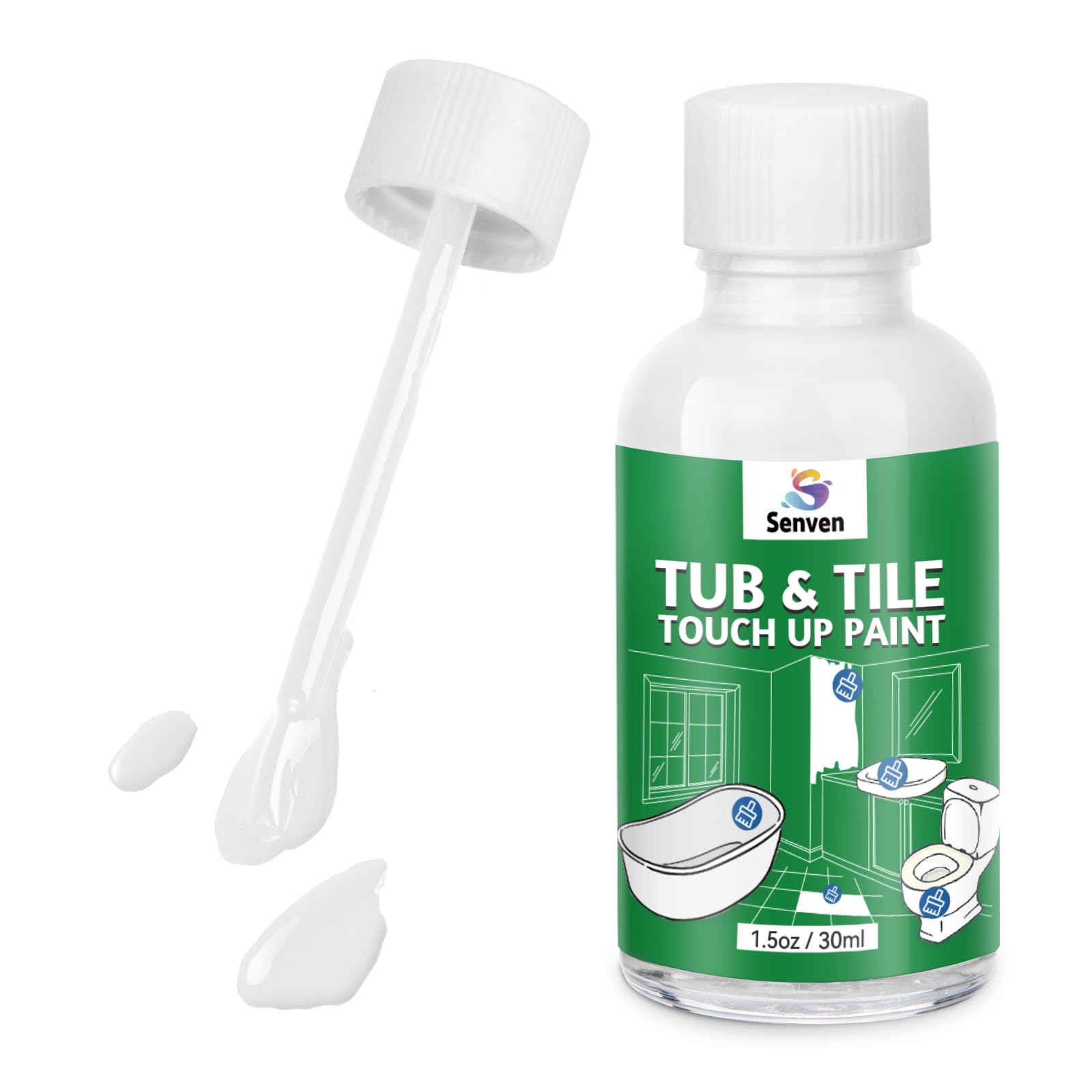 Tub and Tile Touch Up Paint Kit - High-Gloss White Porcelain Paint for ...