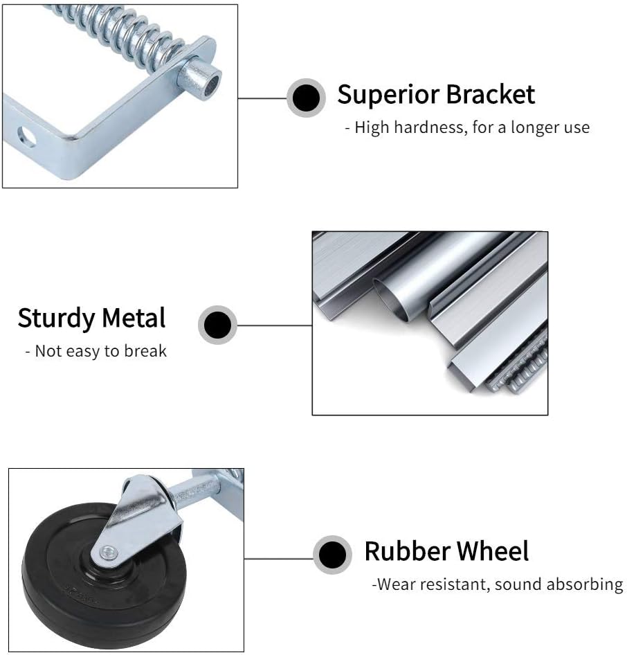 Spring Loaded Caster, 4″ Rubber Gate Wheel Spring Loaded Swivel Caster ...
