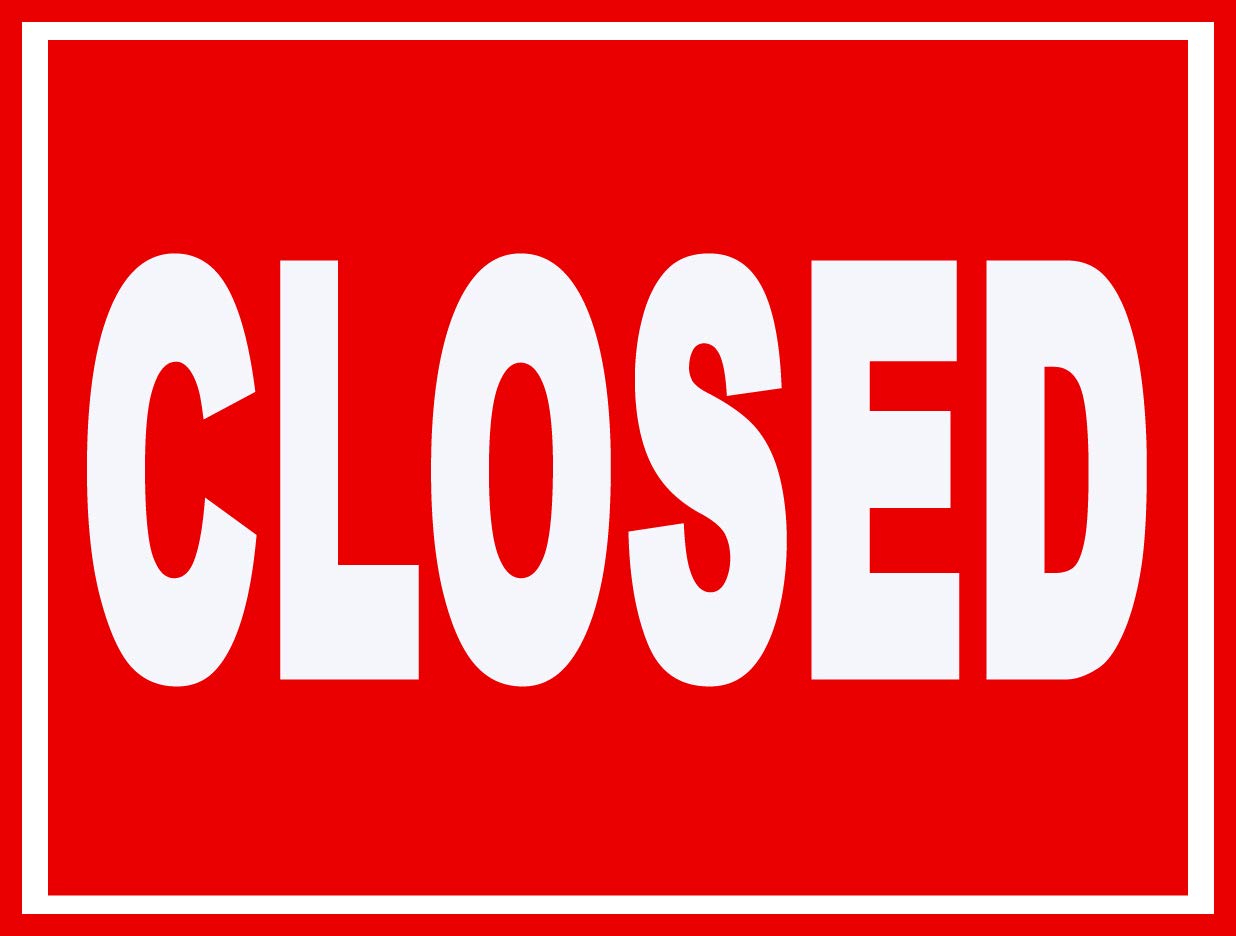 Closed Flexible Magnetic Sign 7.5 x 10.75 in. White on Red Background ...