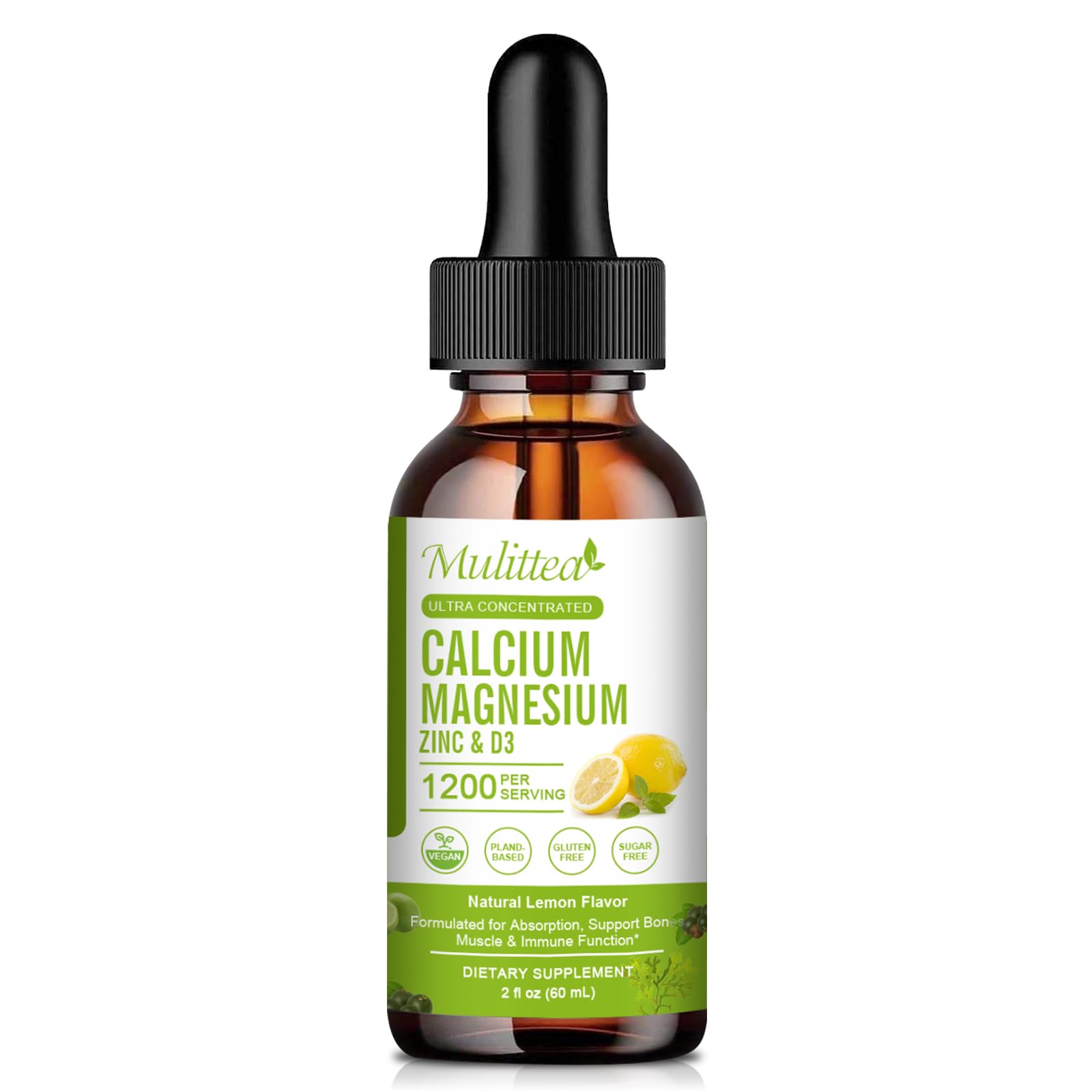 Multitea - Liquid Calcium Magnesium Zinc, D3 & K2 (Lemon) - SuppCo