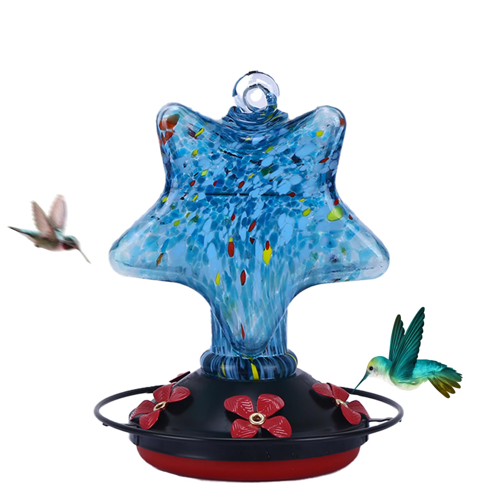 Hummingbird Feeder, Hand Blown Glass Hummingbird Feeder for Outdoors 20 ...